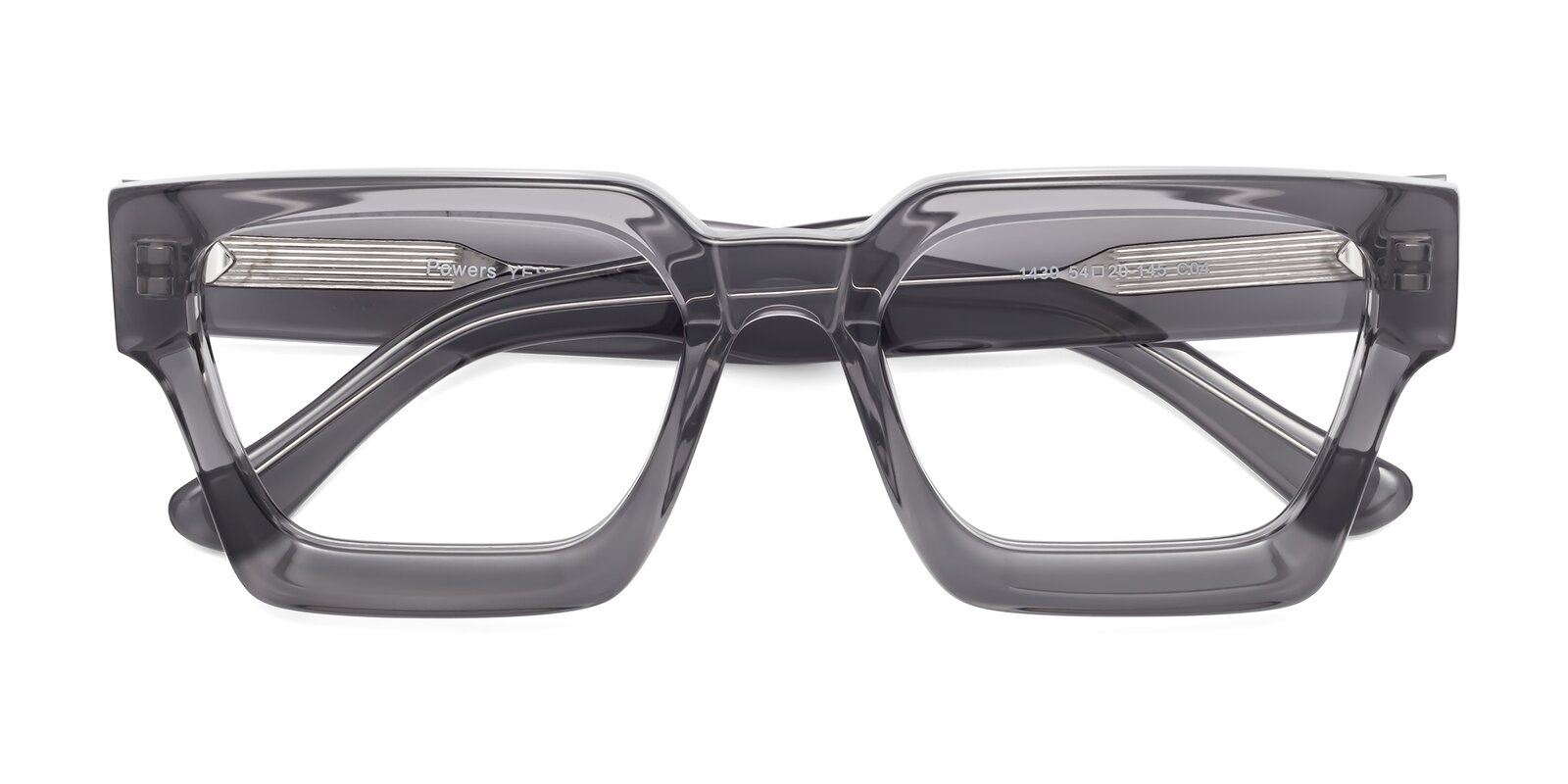 Translucent Gray Thick Geek-Chic Geometric Eyeglasses - Powers