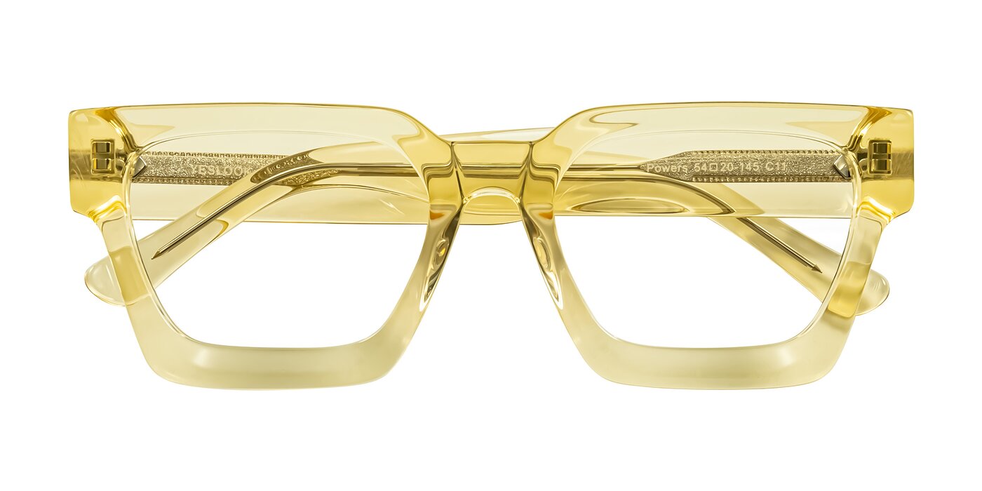 Light Yellow Thick Geek-Chic Geometric Eyeglasses - Powers