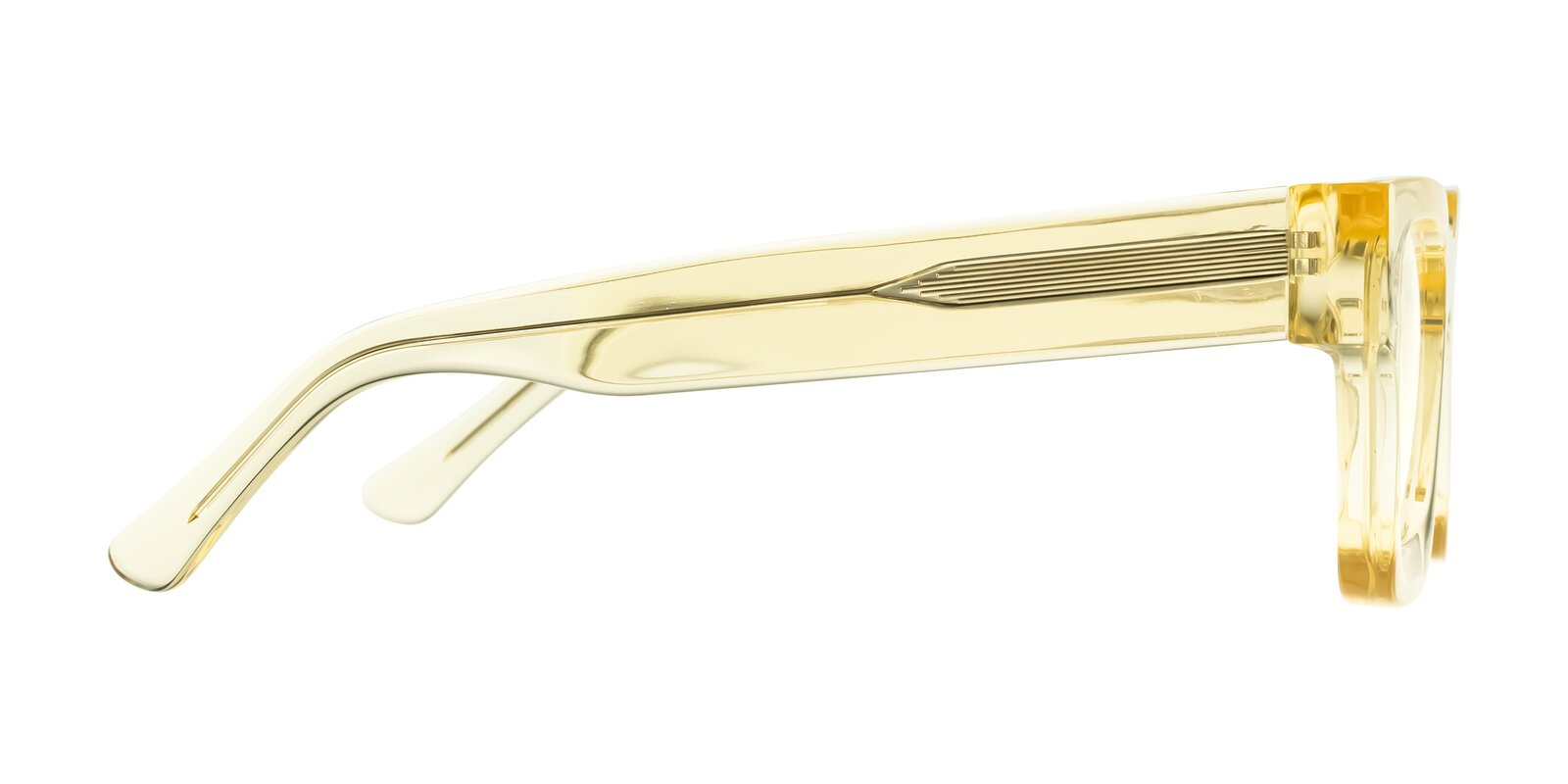 Light Yellow Thick Geek-Chic Geometric Eyeglasses - Powers