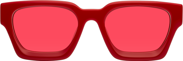 Red Thick Geek-Chic Geometric Tinted Sunglasses with Red Sunwear Lenses ...