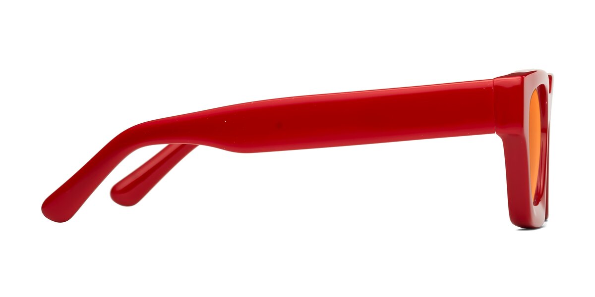 Red Thick Geek-Chic Geometric Tinted Sunglasses with Orange Sunwear ...