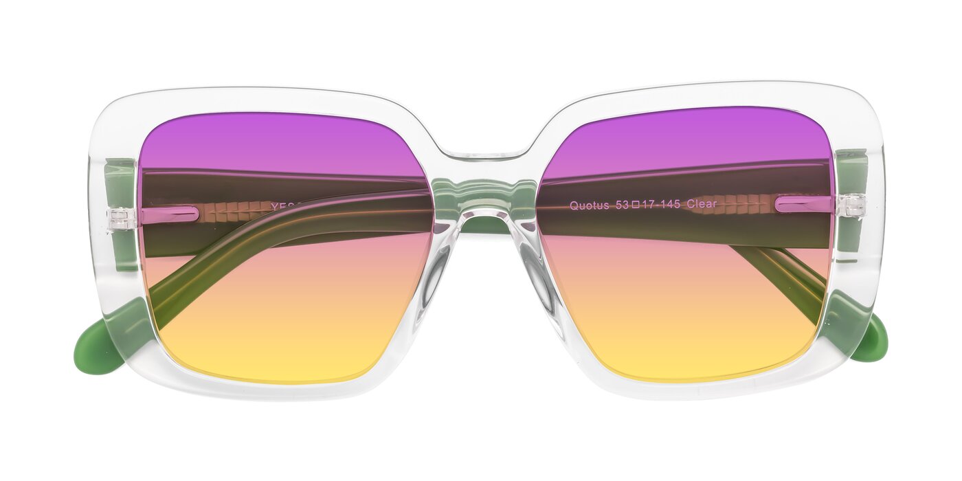Clear Oversized Acetate Square Gradient Sunglasses with Purple / Yellow ...