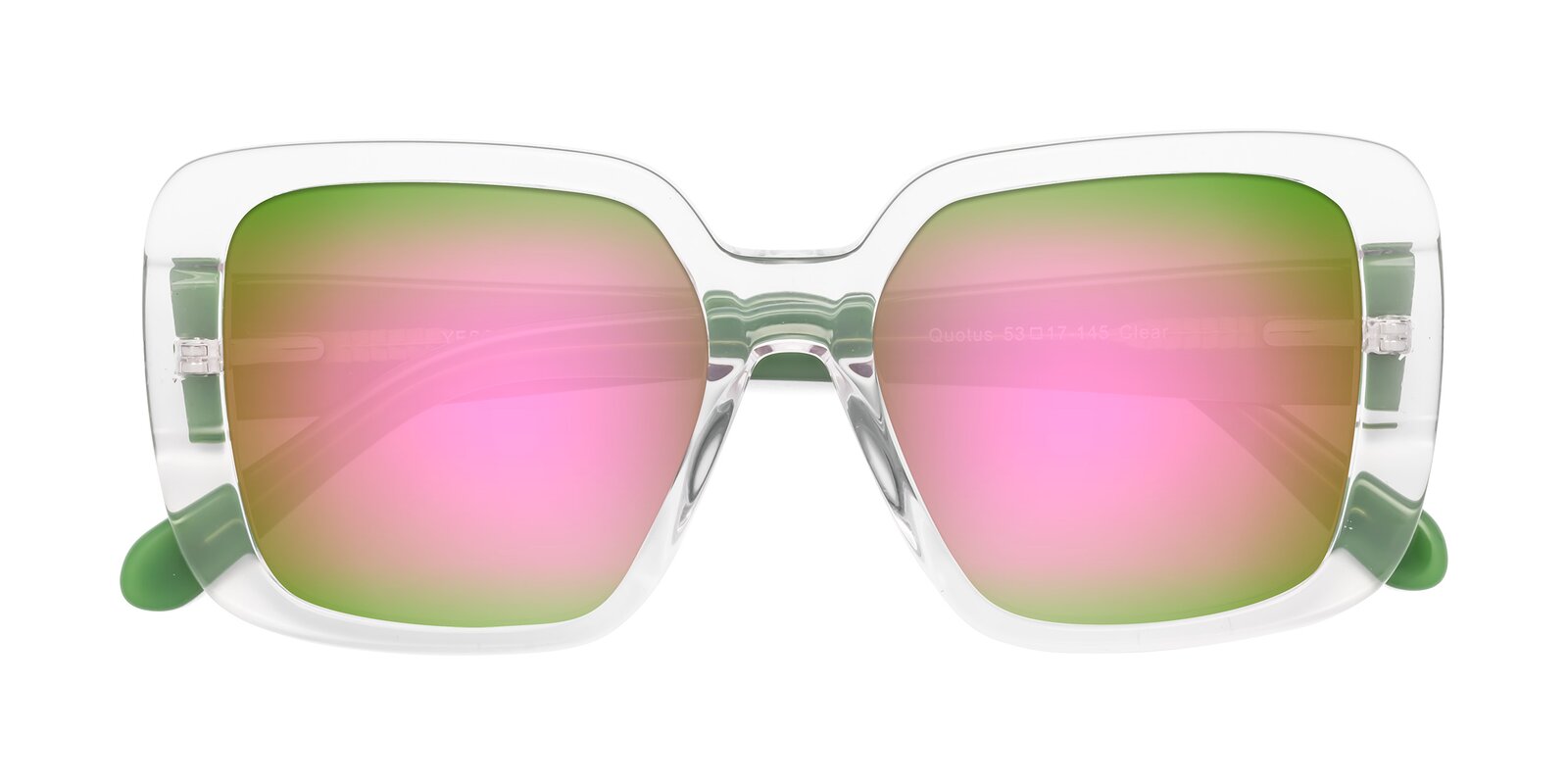 Clear Oversized Acetate Square Mirrored Sunglasses with Pink Sunwear ...
