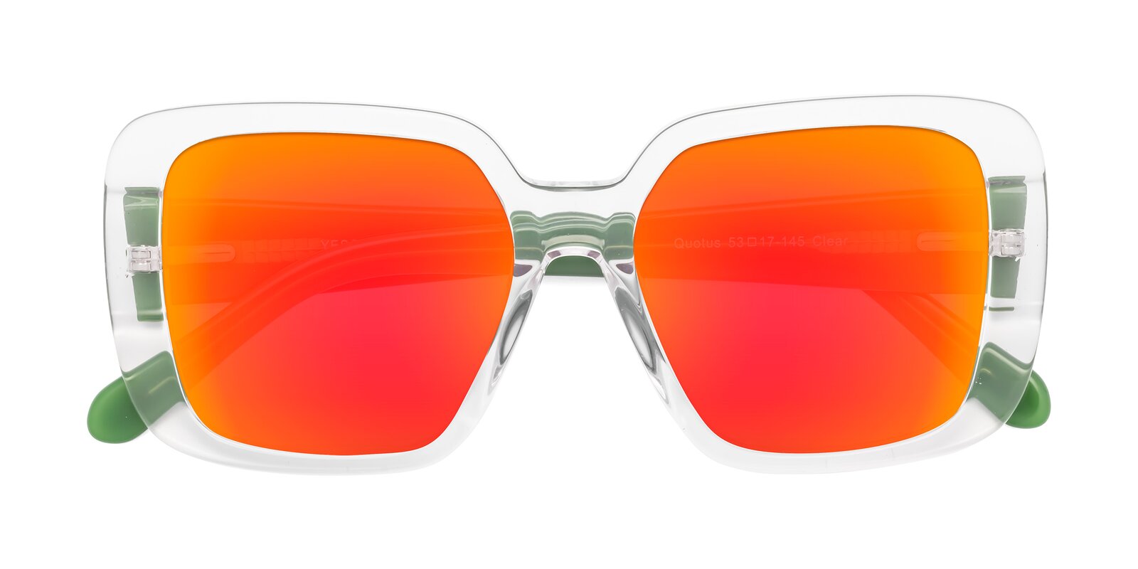 Clear Oversized Acetate Square Mirrored Sunglasses with Red Gold ...