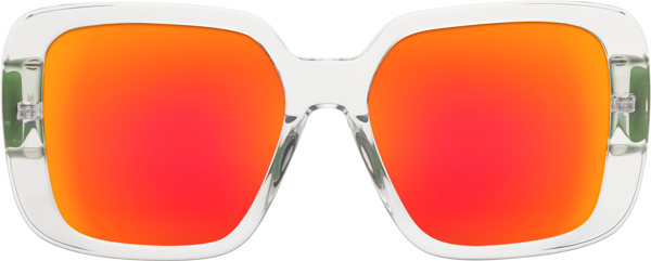 Clear Oversized Acetate Square Mirrored Sunglasses with Red Gold ...