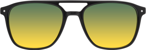 Black Double Bridge Acetate Trapezoid Gradient Sunglasses with Green ...