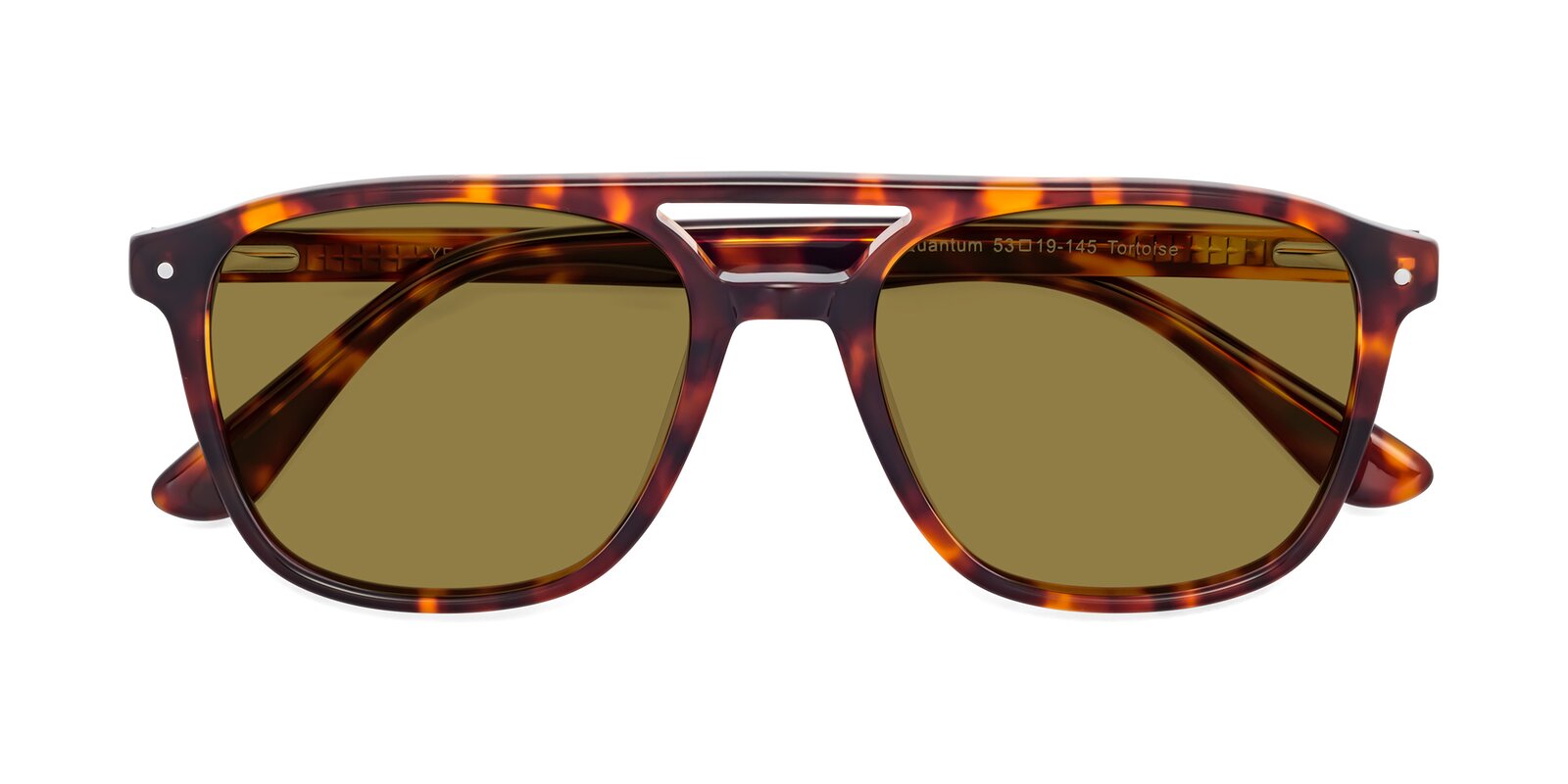 Tortoise Double Bridge Acetate Trapezoid Polarized Sunglasses with ...