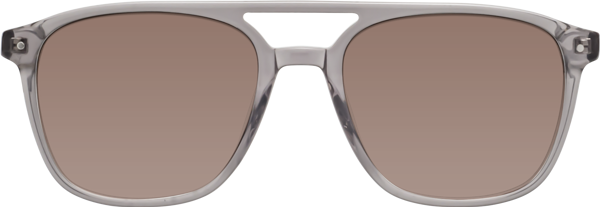 Transparent Gray Double Bridge Acetate Trapezoid Tinted Sunglasses with ...
