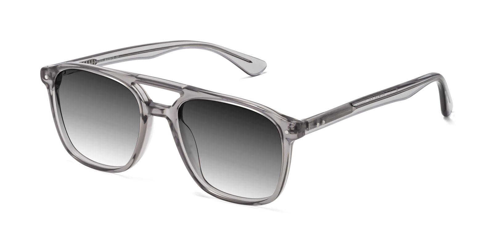 Transparent Gray Double Bridge Acetate Trapezoid Gradient Sunglasses ...