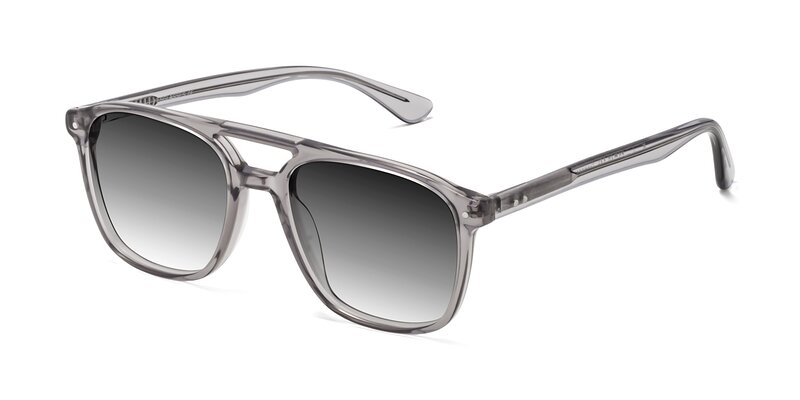 Transparent Gray Double Bridge Acetate Trapezoid Gradient Sunglasses ...