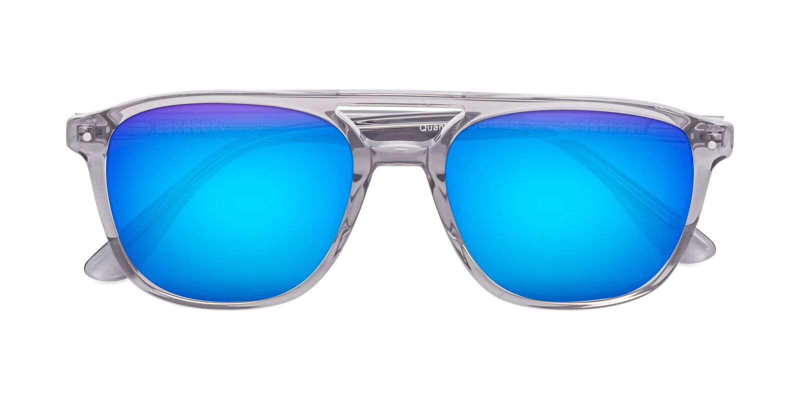 Transparent Gray Double Bridge Acetate Trapezoid Mirrored Sunglasses ...