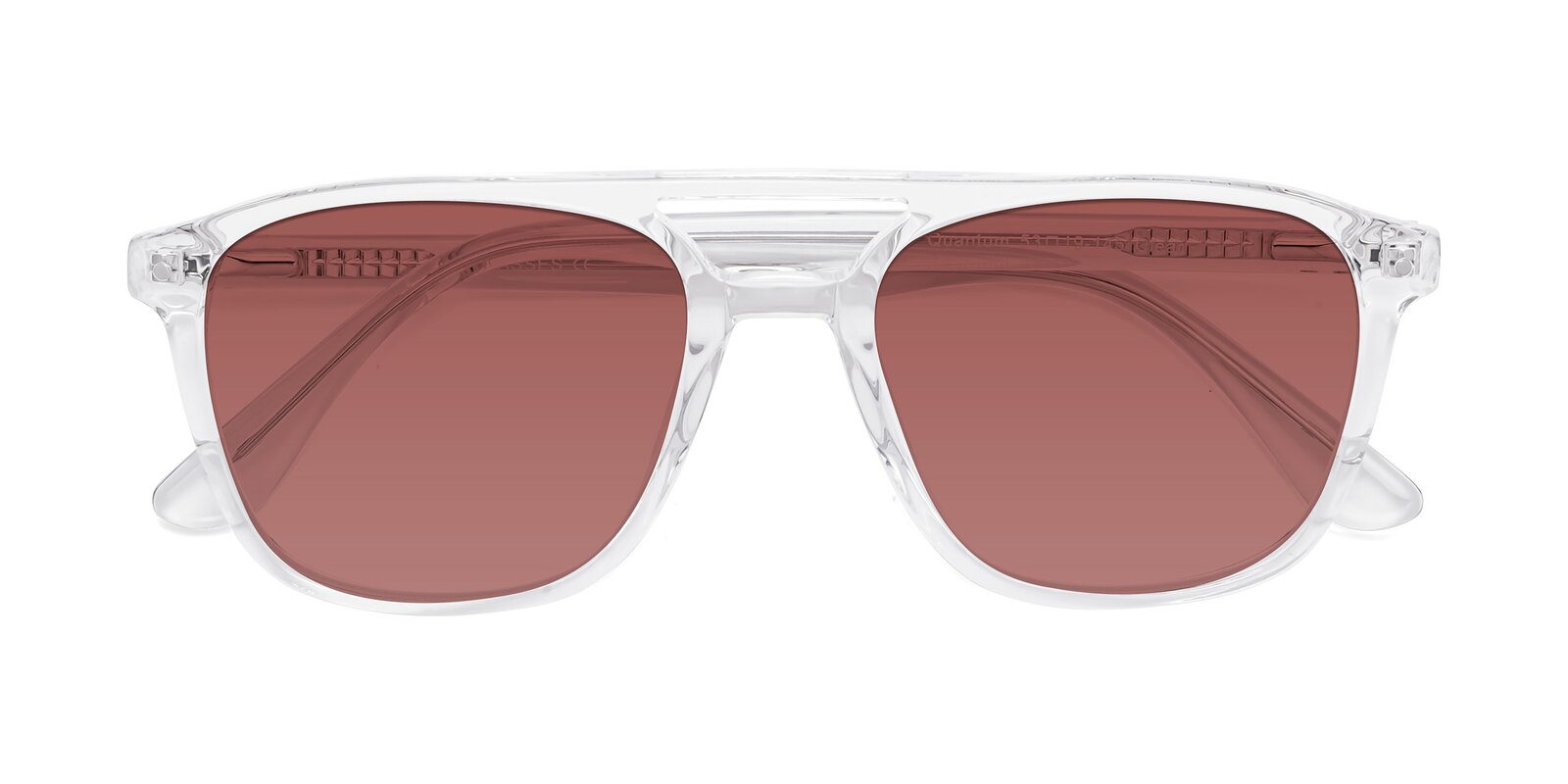 Clear Double Bridge Acetate Trapezoid Tinted Sunglasses with Garnet ...