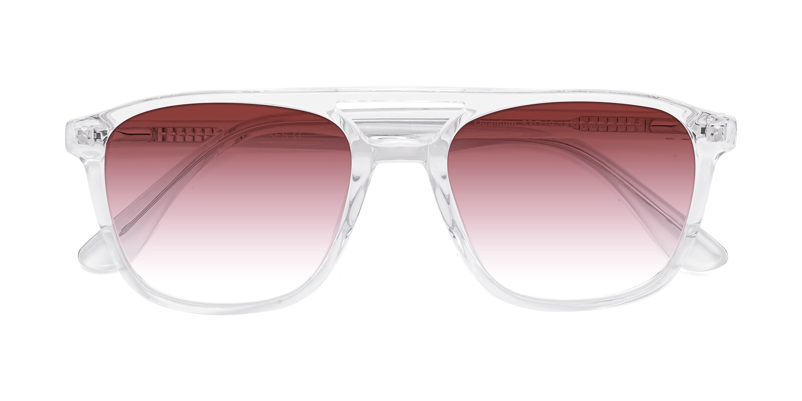 Clear Double Bridge Acetate Trapezoid Gradient Sunglasses with Garnet ...