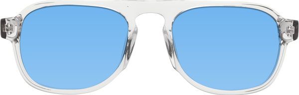 Clear Retro Vintage Grandpa Aviator Tinted Sunglasses With Medium Blue Sunwear Lenses Pamban