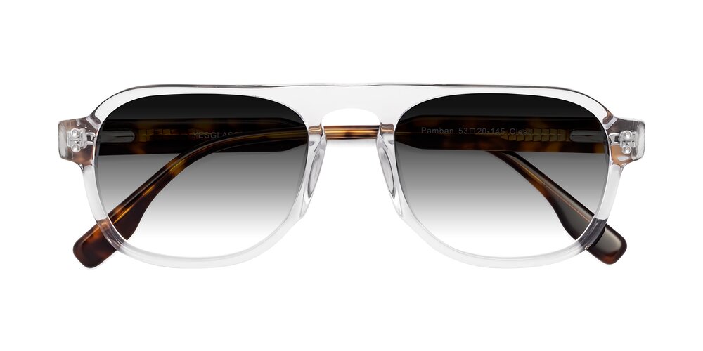 Amber Retro-Vintage Double Bridge Round Gradient Sunglasses with ...