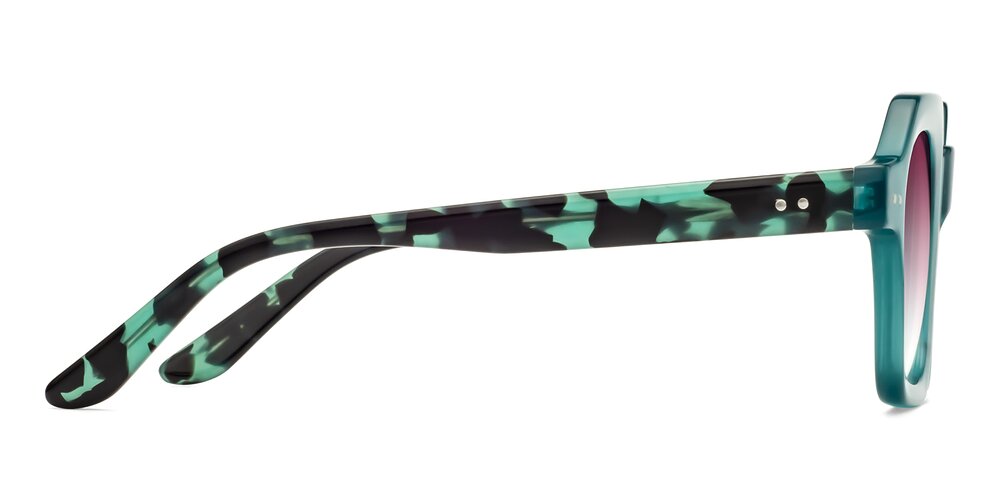 Transparent Teal Thick Acetate Geometric Gradient Sunglasses with Wine ...