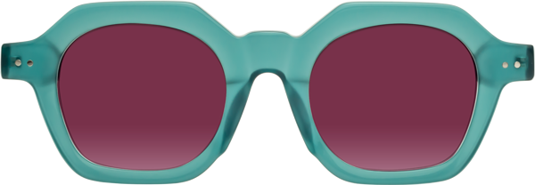 Transparent Teal Thick Acetate Geometric Gradient Sunglasses with Wine ...