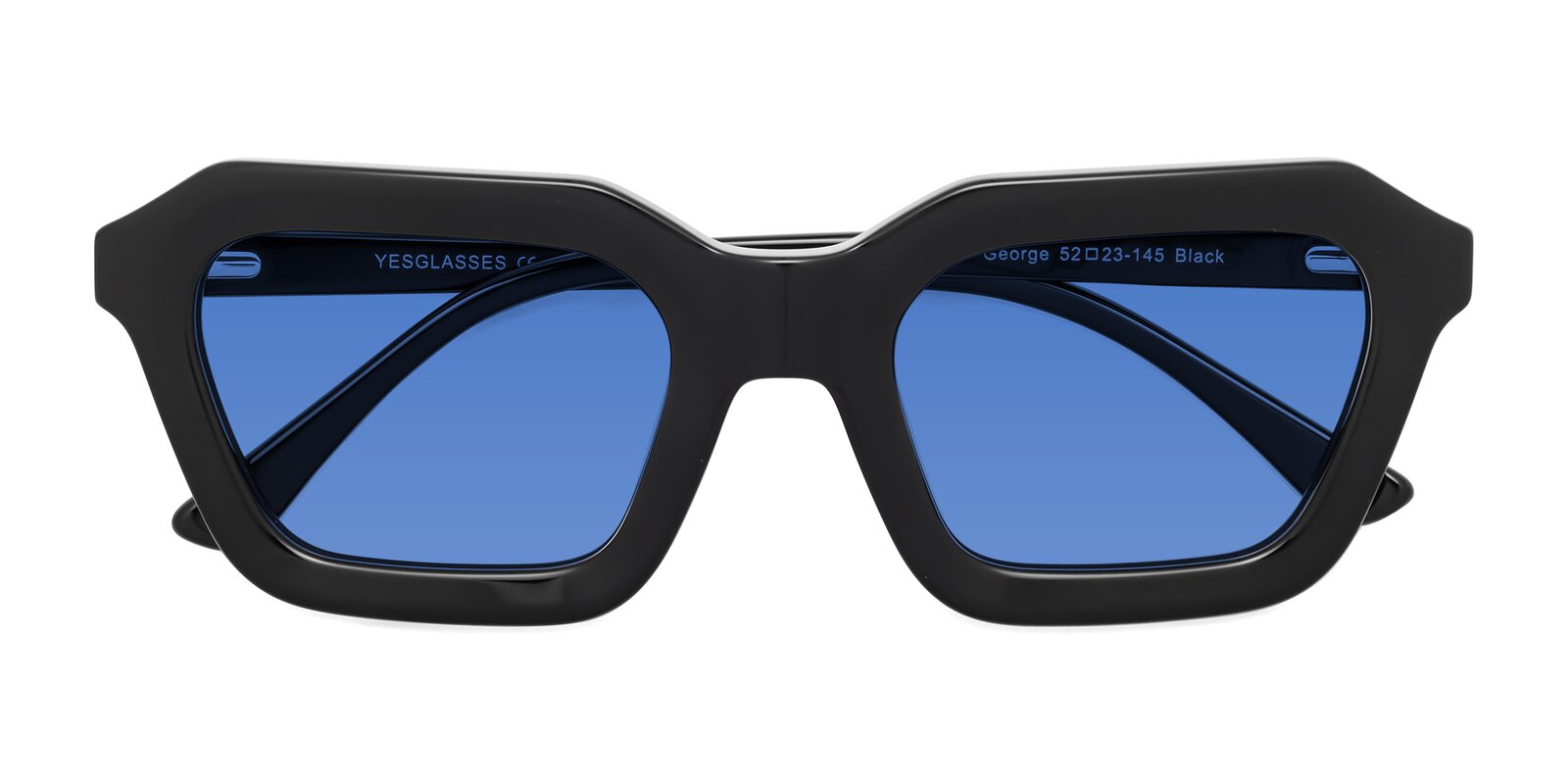 Black Horn-Rimmed Acetate Geometric Tinted Sunglasses with Blue Sunwear ...