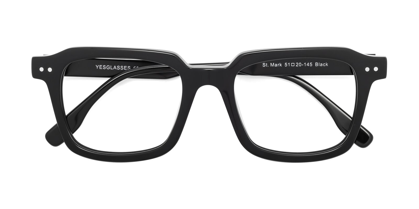Black Bifocal & Progressive Acetate Square Eyeglasses - St. Mark