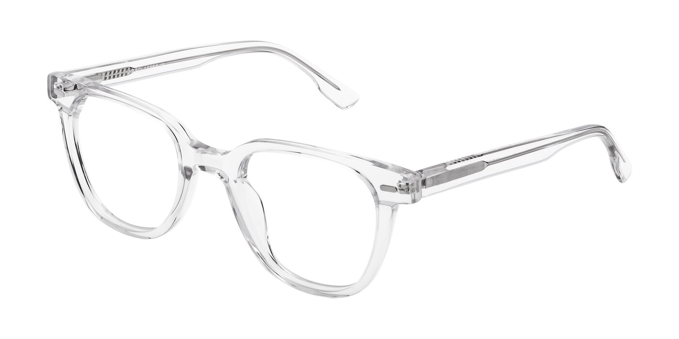 Clear Spring Hinges Acetate Trapezoid Blue Light Glasses - Beacon