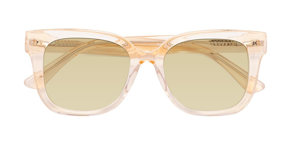 Translucent Brown Acetate Square Trapezoid Tinted Sunglasses with Light ...