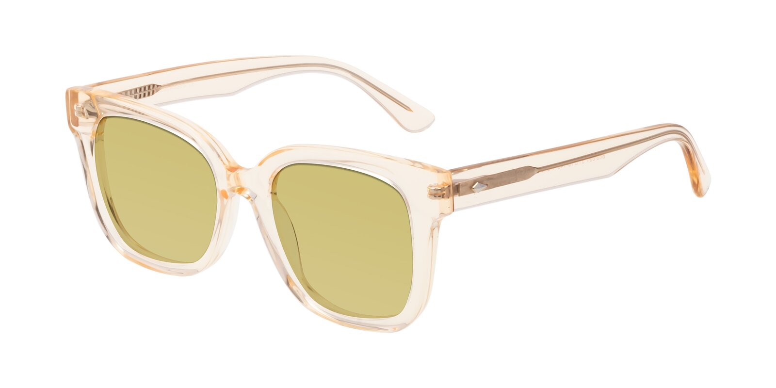 Translucent Brown Acetate Square Trapezoid Tinted Sunglasses with ...