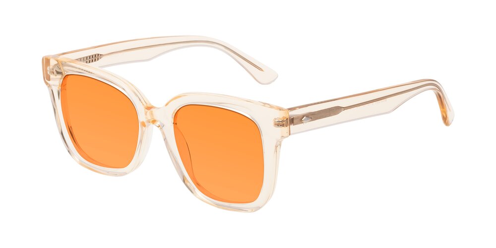 Translucent Brown Acetate Square Trapezoid Tinted Sunglasses with ...