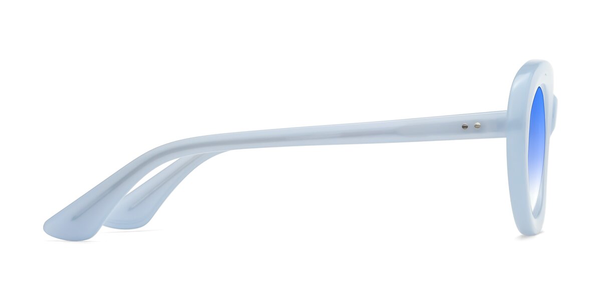 Blue Thick Acetate Oval Gradient Sunglasses with Blue Sunwear Lenses ...