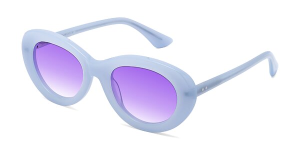 Blue Thick Acetate Oval Gradient Sunglasses with Purple Sunwear Lenses ...