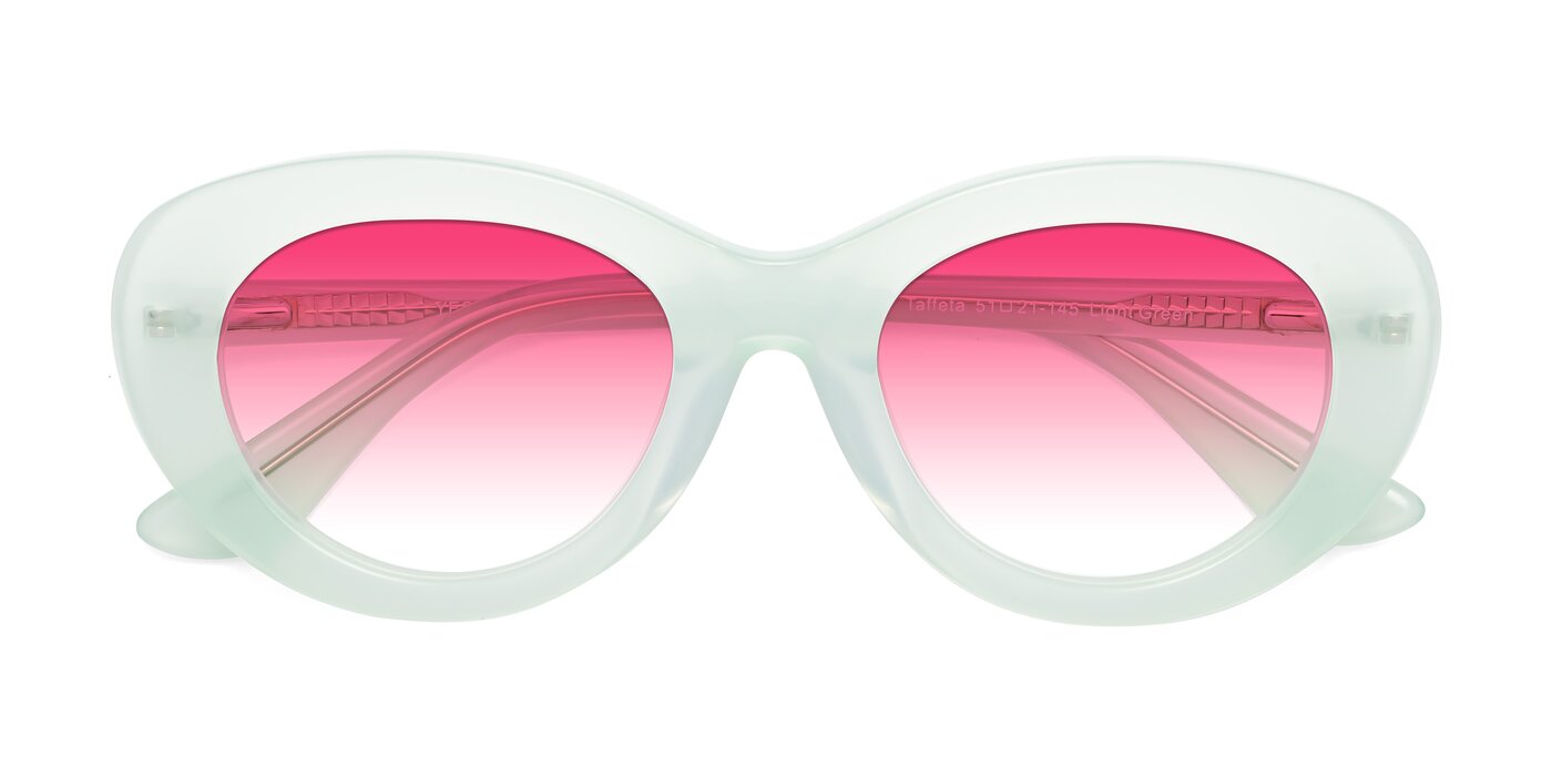 Light Green Thick Acetate Oval Gradient Sunglasses with Pink Sunwear ...
