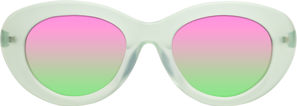 Light Green Thick Acetate Oval Gradient Sunglasses with Pink / Green ...