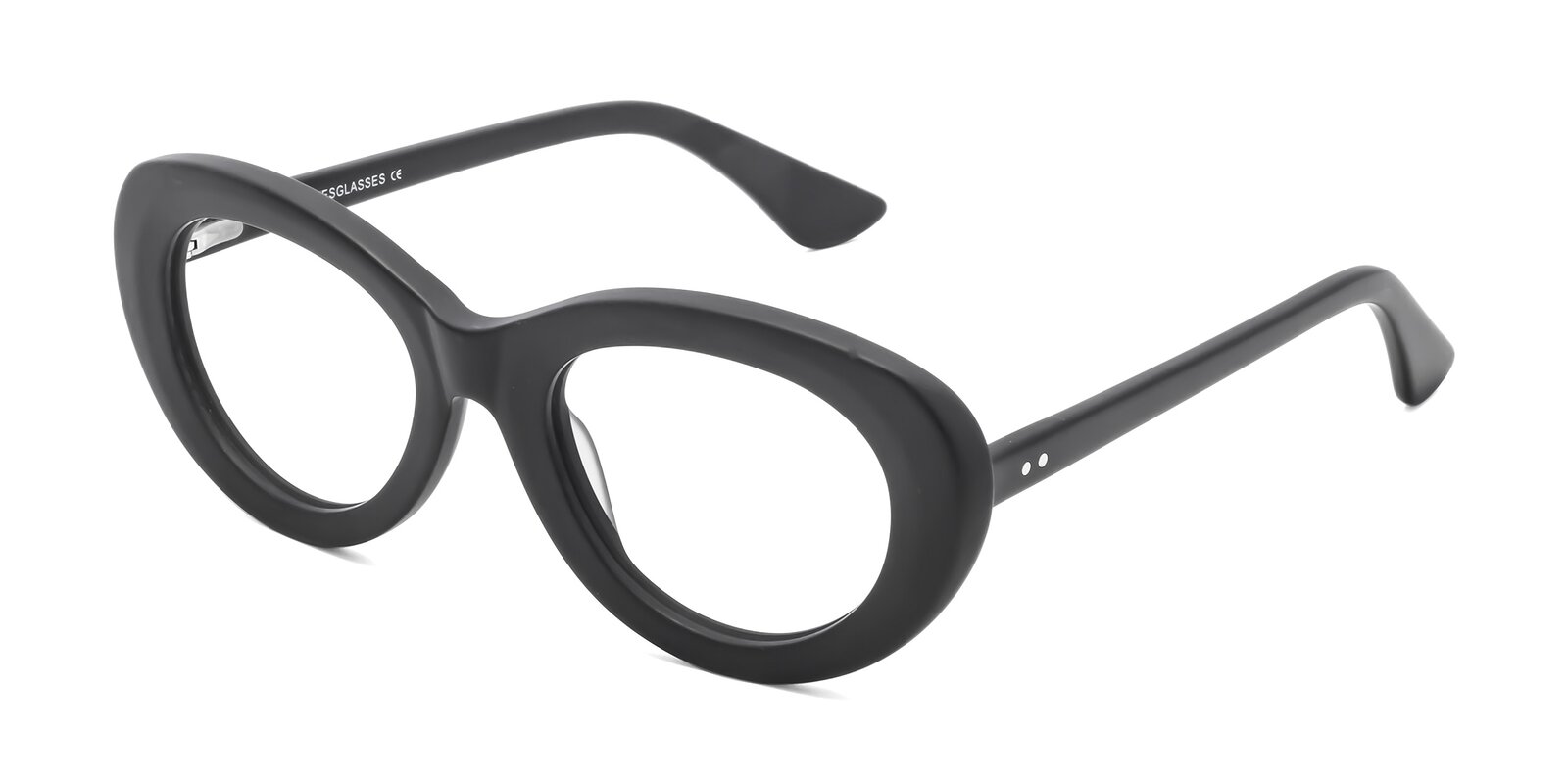 Matte Black Thick Acetate Oval Eyeglasses - Taffeta
