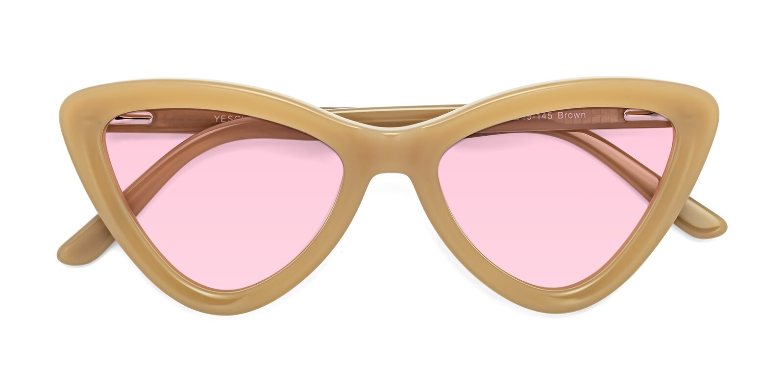 Brown Hipster Acetate Butterfly Tinted Sunglasses with Light Pink ...