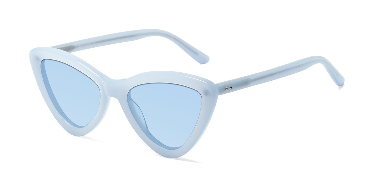 Blue Hipster Acetate Butterfly Tinted Sunglasses with Light Blue ...