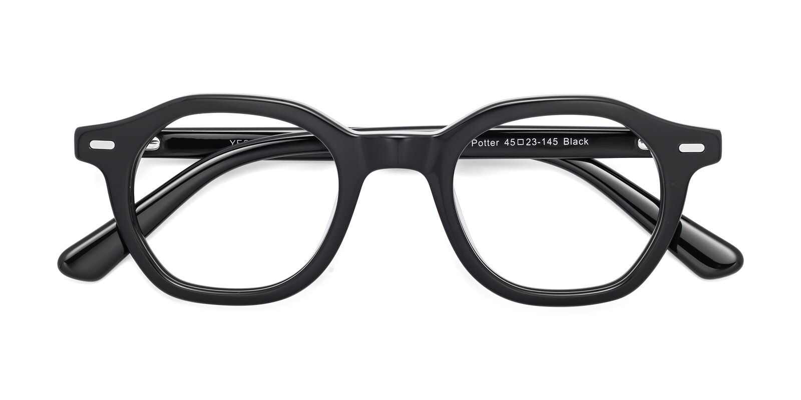 Black Geek-Chic Acetate Geometric Eyeglasses - Potter