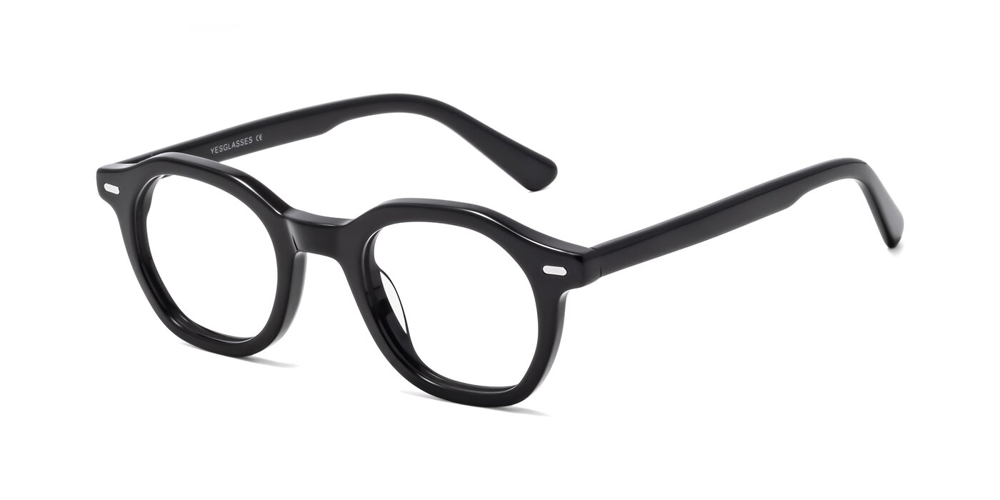 Black Geek-Chic Acetate Geometric Eyeglasses - Potter