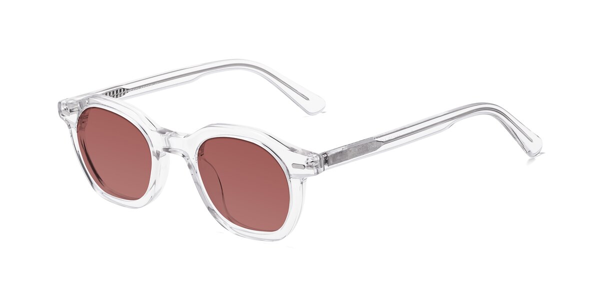Clear Geek-Chic Acetate Geometric Tinted Sunglasses with Garnet Sunwear ...