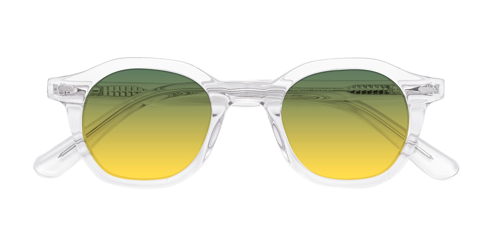 Clear Geek-Chic Acetate Geometric Gradient Sunglasses with Green ...