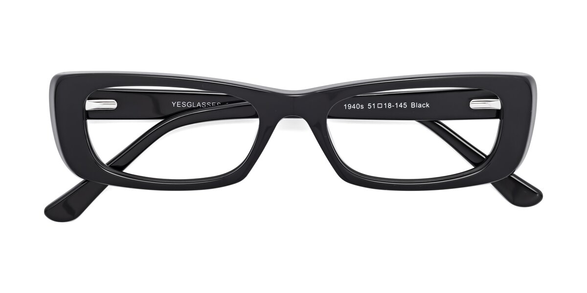 Black Retro Vintage Grandpa Rectangle Blue Light Glasses 1940s
