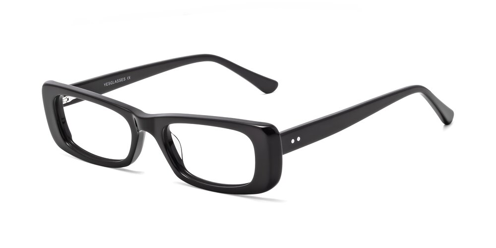 Black Retro Vintage Grandpa Rectangle Blue Light Glasses 1940s