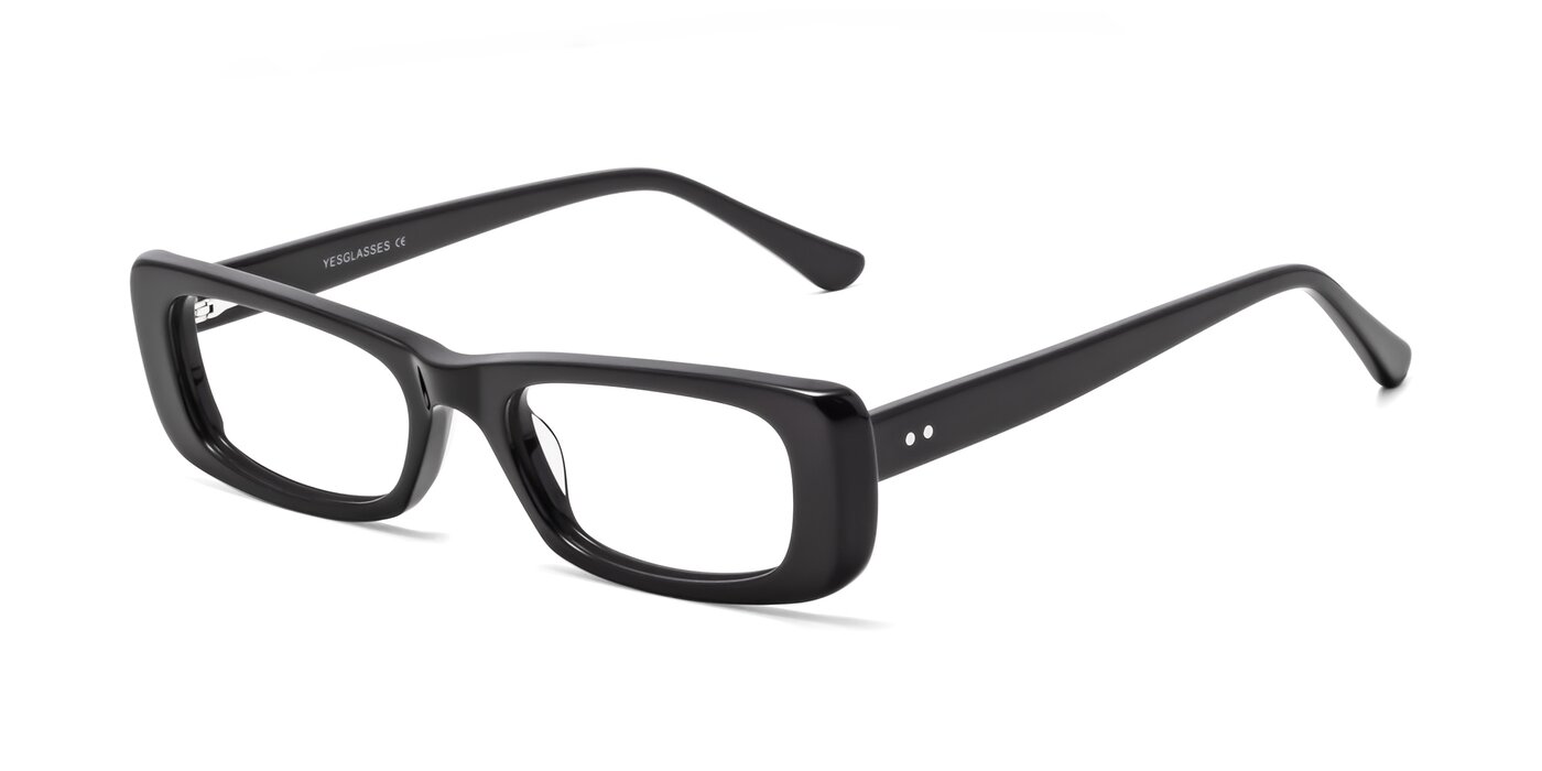 Black Retro-Vintage Grandpa Rectangle Blue Light Glasses - 1940s