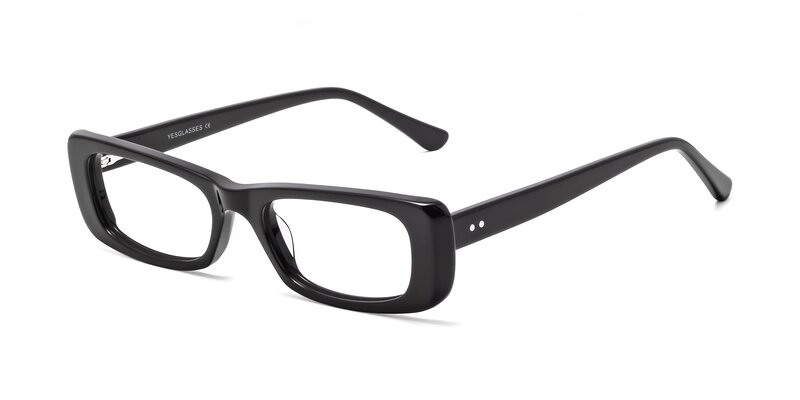 Black Retro-Vintage Grandpa Rectangle Blue Light Glasses - 1940s