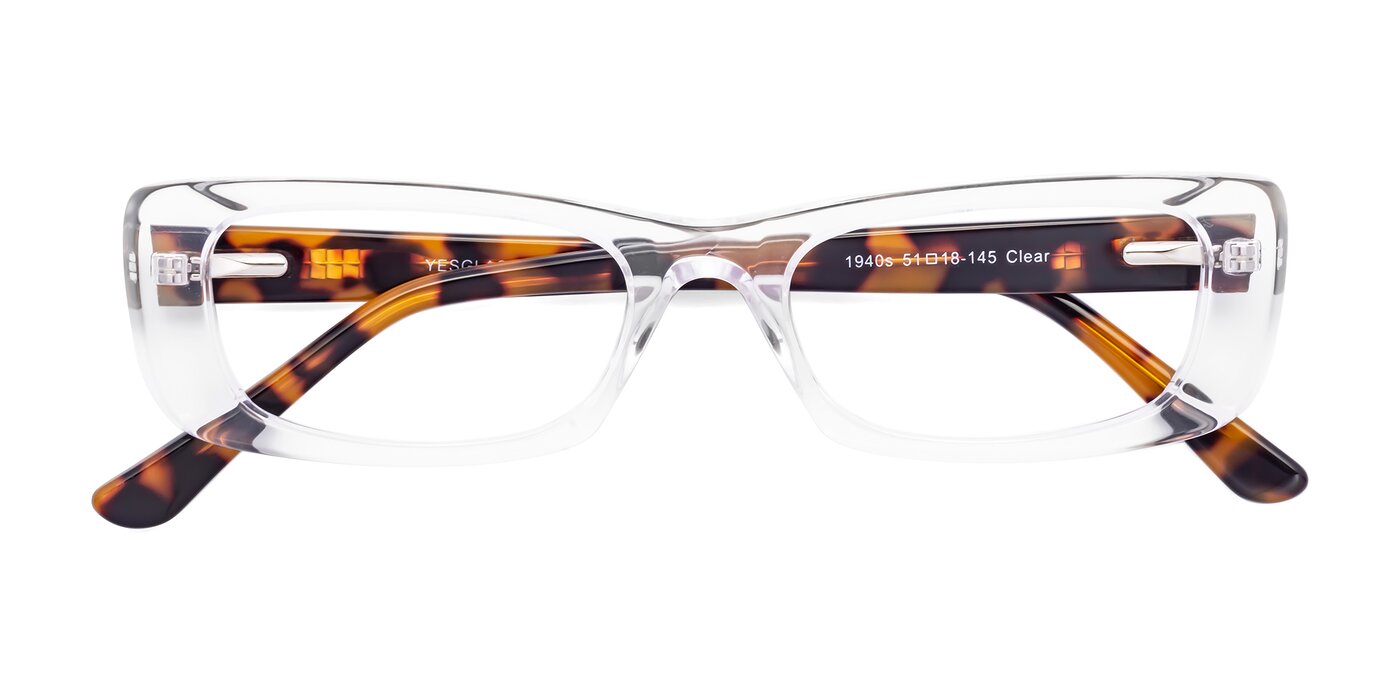 Clear Retro Vintage Grandpa Rectangle Eyeglasses 1940s