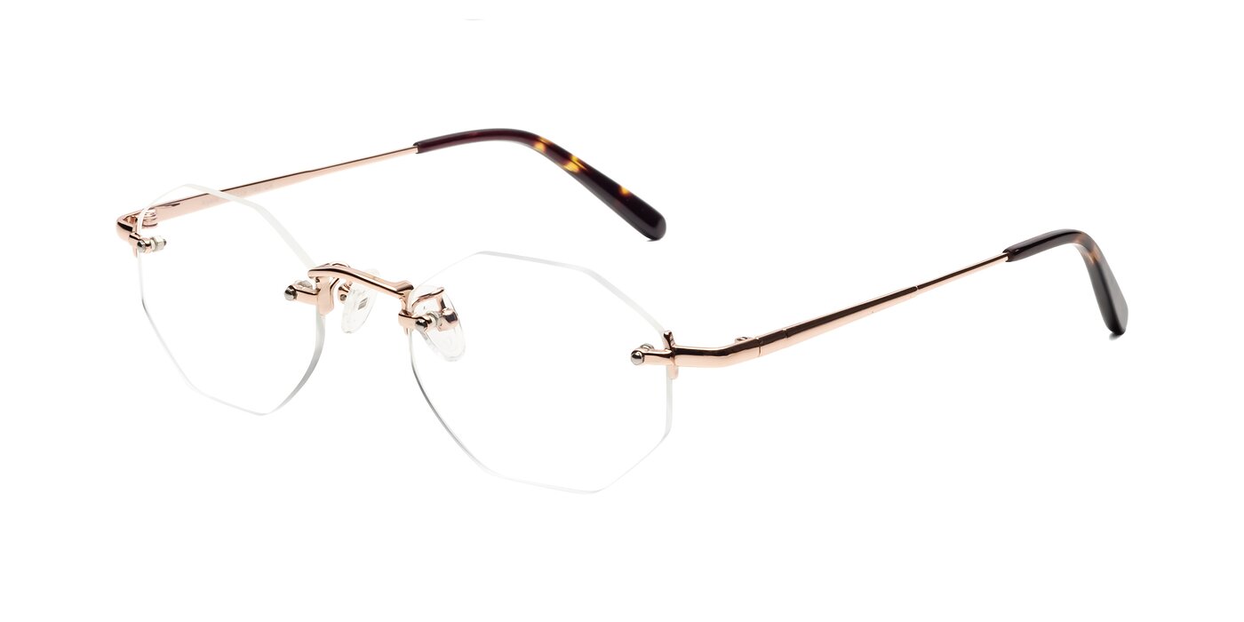 Rose Gold Titanium Geometric Rimless Eyeglasses - Ayele