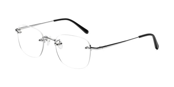 Silver Retro-Vintage Square Rimless Eyeglasses - Leslie