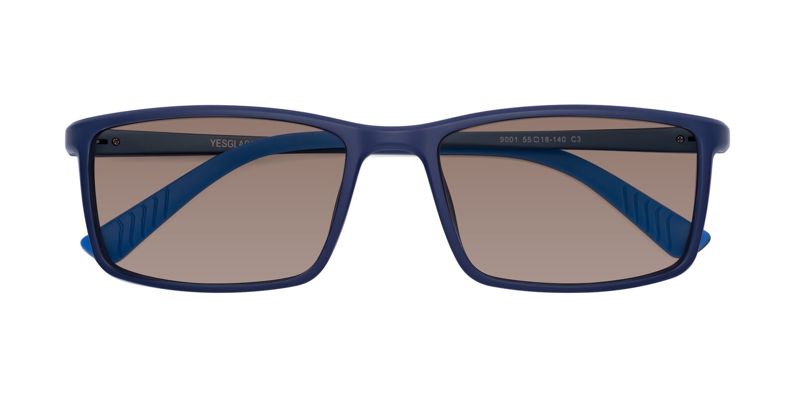 Dark Blue Classic TR90 Rectangle Tinted Sunglasses with Medium Brown ...