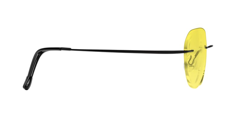 Black Flexible Geometric Rimless Tinted Sunglasses with Medium Yellow ...