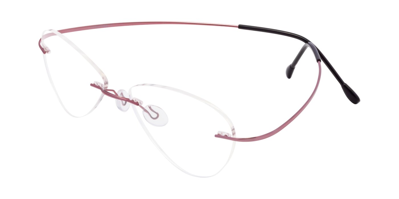 Light Pink Flexible Geometric Rimless Eyeglasses - Thea