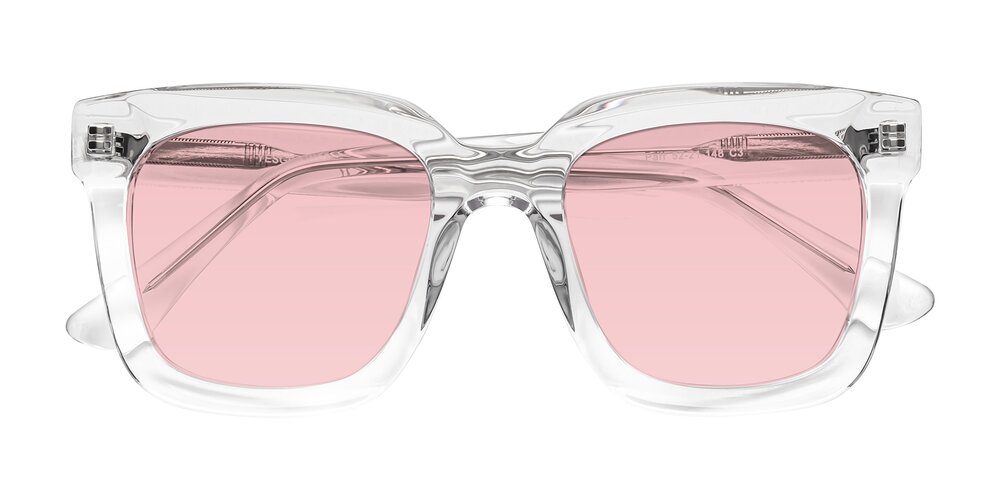 Clear Oversized Acetate Square Tinted Sunglasses with Light Garnet ...