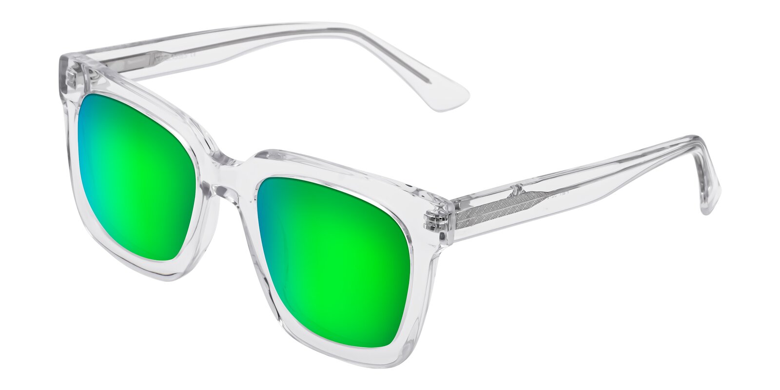 Clear Oversized Acetate Square Mirrored Sunglasses with Green Sunwear ...